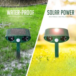 Ultrasonic Animal Repeller, 2 Pack Solar Powered Animal Repellent, Waterproof Animal Deterrent Devices Outdoor Repels Cat, Dog, Fox, Derrent, Rat, etc