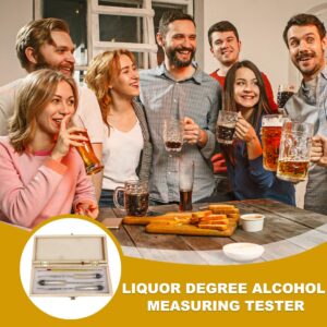 XJKLBYQ Alcohol Hydrometer 3Pcs 0-100 Proof Alcohol Tester Accurate Graduated Alcohol Meter with Thermometer & Wooden Box, Hydrometer for Wine, Beer, Cider, Proofing, Distilling, Hydrometer Alcohol