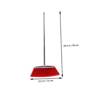 HAWILLOSCH Cleaning Btush Hair Cleaning Broom Long Handle Broom Soft Home Cleaning Supplies Floor Sweeping Broom Office Garbage Cleaner Floor Sweeper Broom Kitchen Broom Red Stainless Steel