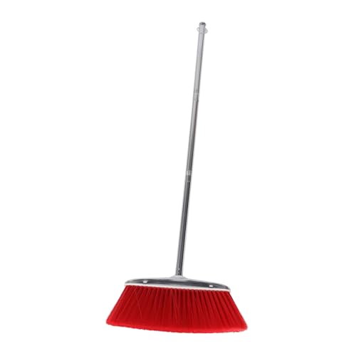 HAWILLOSCH Cleaning Btush Hair Cleaning Broom Long Handle Broom Soft Home Cleaning Supplies Floor Sweeping Broom Office Garbage Cleaner Floor Sweeper Broom Kitchen Broom Red Stainless Steel