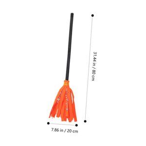 TOBBOMEY 3pcs Witch Broom Halloween Prop Broom Stick Halloween Straw Broom Halloween Cosplay Accessories Witch Costumes Accessory Halloween Costume Broom Props Kid Broom Orange Plastic