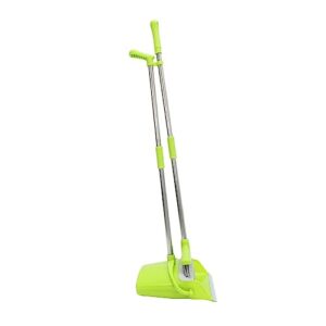 homocono 1 set broom dustpan set broom standing broom and dustpan home cleaning device standing dustpan and brush upright standing lobby broom and dust pan toy stainless steel green