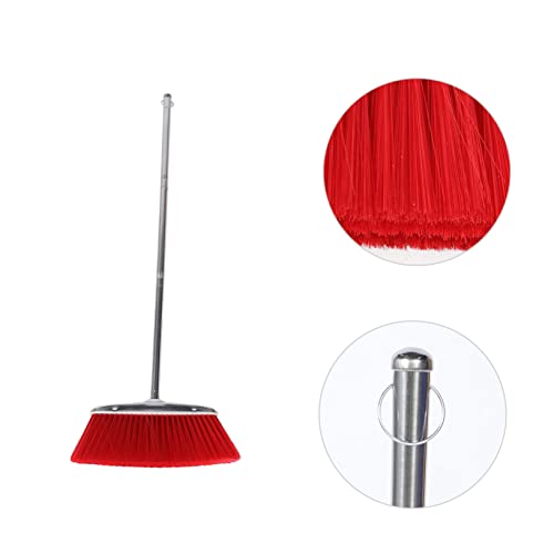 HAWILLOSCH Cleaning Btush Hair Cleaning Broom Long Handle Broom Soft Home Cleaning Supplies Floor Sweeping Broom Office Garbage Cleaner Floor Sweeper Broom Kitchen Broom Red Stainless Steel