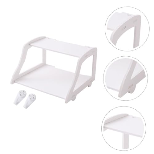 SOESFOUFU 1pc Router Storage Rack Layer Storage Shelf Router Rack Router Storage Mount Shelf Router Stand Wall Mount Shelf Double-layer Storage Holder Shelf Bracket Mini Router Plastic White