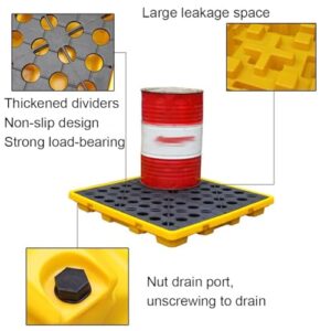 Rygcrud 1PCS Drum Spill Platform with Drain, Industrial Modular Sump Containment Tray, Drum Spill Containment Pallet for Garage Basement(80 L/130X68X15 CM)