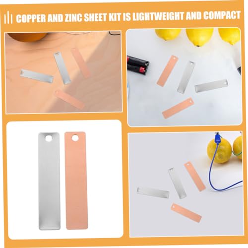 WOONEKY 8 Pairs Battery Electrode Sheet Batteries Copper Strips Fruit Battery Experiment Supplies Electrode Materials Electrode Strips Electrode Strip for Experiment Copper Plate Zinc