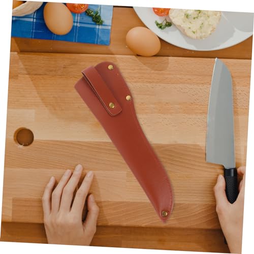 GREENADSCAPE 2pcs Cutter Protective Cover Kitchen Supply Cutter Supply Kitchen Guard Protector Portable Cutter Cover Cutter Sleeve Butcher Sleeve Convenient Cutter Guard Light Brown Leather