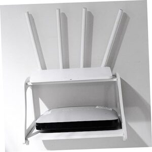 SOESFOUFU 1pc Router Storage Rack Layer Storage Shelf Router Rack Router Storage Mount Shelf Router Stand Wall Mount Shelf Double-layer Storage Holder Shelf Bracket Mini Router Plastic White