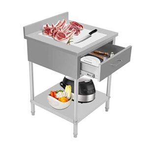 happcucoe kitchen work table, commercial worktable workstation 24 x 24 inch,stainless steel kitchen restaurant work prep table with 1 drawer,food prep table for bar, restaurant