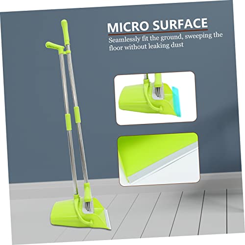 HOMOCONO 1 Set Broom Dustpan Set Broom Standing Broom and Dustpan Home Cleaning Device Standing Dustpan and Brush Upright Standing Lobby Broom and Dust Pan Toy Stainless Steel Green