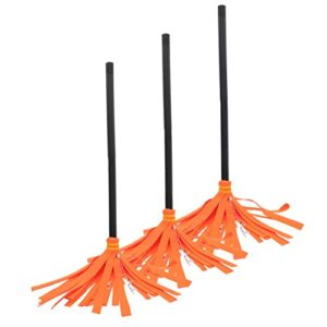 tobbomey 3pcs witch broom halloween prop broom stick halloween straw broom halloween cosplay accessories witch costumes accessory halloween costume broom props kid broom orange plastic