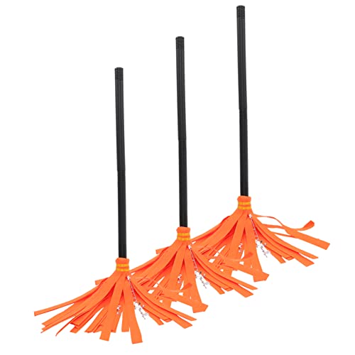 TOBBOMEY 3pcs Witch Broom Halloween Prop Broom Stick Halloween Straw Broom Halloween Cosplay Accessories Witch Costumes Accessory Halloween Costume Broom Props Kid Broom Orange Plastic