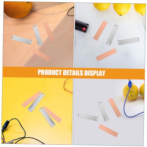 WOONEKY 8 Pairs Battery Electrode Sheet Batteries Copper Strips Fruit Battery Experiment Supplies Electrode Materials Electrode Strips Electrode Strip for Experiment Copper Plate Zinc