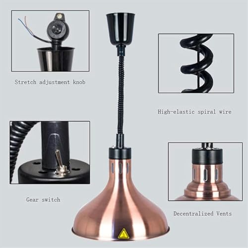 Food Heating Lamp Food Warming Lamp Food Heat Lamp Retractable Food Warmer Lamp Food Heating Hang Light Commercial Hotel Kitchen Restaurant Supplies,