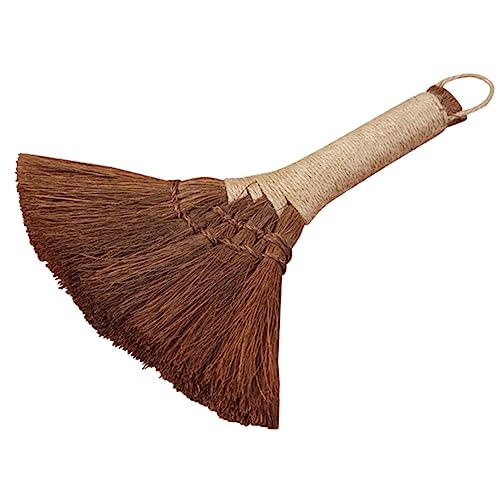 HOMOCONO Small Broom Broom Mini Desk Dust Broom Cute Broom Desk Cleaning Brush Broom Brushes Natural Broom Straw Broom Remover Desktop Cleaning Brush Besom Brown Silk Light Brown