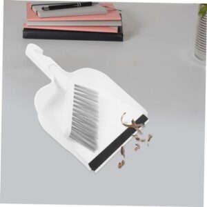 BUTIFULSIC 1 Set Mini Table Broom Portable Broom and Dust Pan Messes Dustpan Mini Dust Pan Mini Dustpan Broom and Dustpan Stand up Broom Multi-Function Whisk Broom Cartoon Broom Plastic White