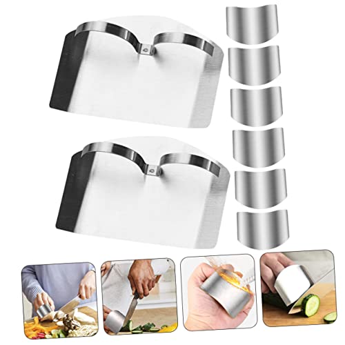 AUTSUPPL 8pcs Kitchen Utensils Holder Kitchen Finger Guards Vegetable Cutting Hand Protector Finger Protective Guard Chopping Dicing Finger Protector Top Gadgets Stainless Steel