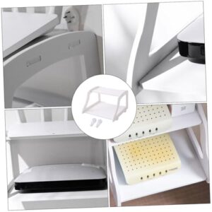 SOESFOUFU 1pc Router Storage Rack Layer Storage Shelf Router Rack Router Storage Mount Shelf Router Stand Wall Mount Shelf Double-layer Storage Holder Shelf Bracket Mini Router Plastic White