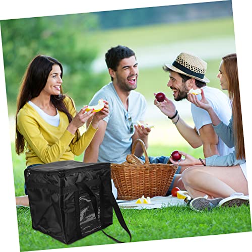 IMIKEYA Cooler Box Food Warmer Bag Large Cooler Bag Heated Pizza Bags Warmer Bags Thermal Lunch Bag Cooler Tote Bag Insulated Cooler Bag Hand Bags Food Carrying Bag Black Aluminum Film