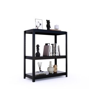 idekai 3 tier steel storage shelves, garage shelving, heavy duty adjustable garage shelves, utility rack, shelving units for storage, kitchen, warehouse,pantry, closet, 35.5h 35.5w'' x 15.8" d, black