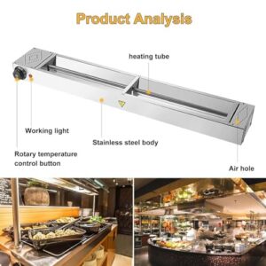 Food Warmer, Commercial Food Warmer, Hanging Food Heat Lamp, Food Heat Lamp for Kitchen, Buffets and Dining Rooms Adjustable Temperature 30-85℃(120x15x6.5CM)