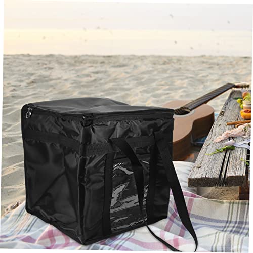 IMIKEYA Cooler Box Food Warmer Bag Large Cooler Bag Heated Pizza Bags Warmer Bags Thermal Lunch Bag Cooler Tote Bag Insulated Cooler Bag Hand Bags Food Carrying Bag Black Aluminum Film