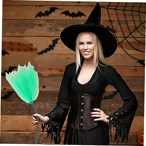 CIYODO Halloween Broom Decoration Root Witch Broom Wizard Brooms Prop Halloween Dress up Broom Cosplay Witch Riding Brooms Witch Altar Broom Witch Party Decor Mesh