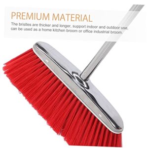 HAWILLOSCH Cleaning Btush Hair Cleaning Broom Long Handle Broom Soft Home Cleaning Supplies Floor Sweeping Broom Office Garbage Cleaner Floor Sweeper Broom Kitchen Broom Red Stainless Steel