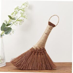 HOMOCONO Small Broom Broom Mini Desk Dust Broom Cute Broom Desk Cleaning Brush Broom Brushes Natural Broom Straw Broom Remover Desktop Cleaning Brush Besom Brown Silk Light Brown