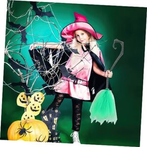 CIYODO Halloween Broom Decoration Root Witch Broom Wizard Brooms Prop Halloween Dress up Broom Cosplay Witch Riding Brooms Witch Altar Broom Witch Party Decor Mesh