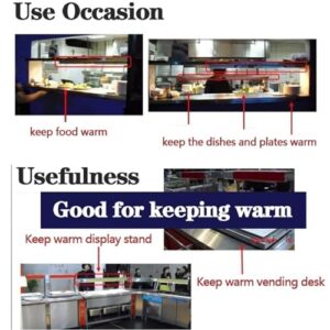 Food Warmer, Commercial Food Warmer, Hanging Food Heat Lamp, Food Heat Lamp for Kitchen, Buffets and Dining Rooms Adjustable Temperature 30-85℃(120x15x6.5CM)