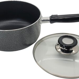 Kitchen Saucepan Pot Heavy Gauge Granite Look with Tempered Glass Lid Heat Resistant Lid & Pot Handles 2,3,4,5 Qt (4 Qt & 5 QT Combo Set)