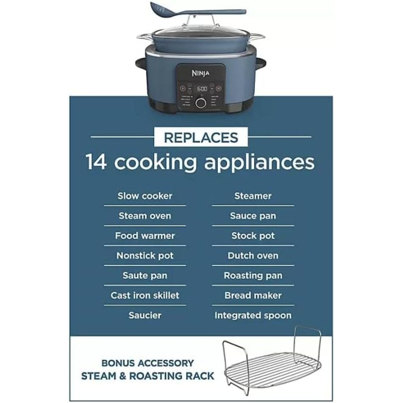 Ninja Foodi PossibleCooker PRO 8.5Qt 8-in 1 Multicooker Replaces 14 Appliances Triple Fusion Heat Cooks 30% Faster Slow Cooker Steam Oven Food Warmer Nonstick Pot Sauté Pan Dutch Oven - Navy (Blue)