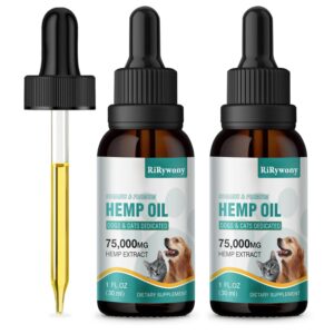 2 pack hemp oil for dogs & cats- helps pets with Аnxiety, pаin, strеss, Аrthritis, sеizures rеlief - organic pet hemp oil drops treats - skin Нiр jоint hеalth - made in usa