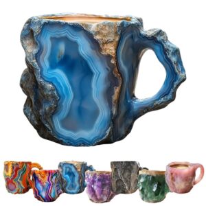 wgmm mineral crystal coffee mugs, crystal coffee mugs, mineral crystals cups, colorful crystal mug translucent coffee mug,elegant crystal gift for home office coffee mugs (blue)