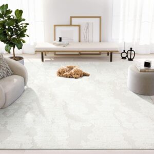 abani nomad cream area rug 8' x 10' for living room, bedroom - abstract pattern - durable & easy to clean