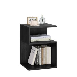 odika tokyo s minimalist 3 tier end table - minimalist 3-tier wood nightstand for small spaces with open storage - japanese-inspired bedside table for bedroom (black)