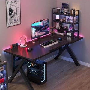 ztgd 40 inch small computer desk for small spaces, ergonomic black design gaming desk, writing desk work desk for home office, study, modern simple desk, metal frame (black)