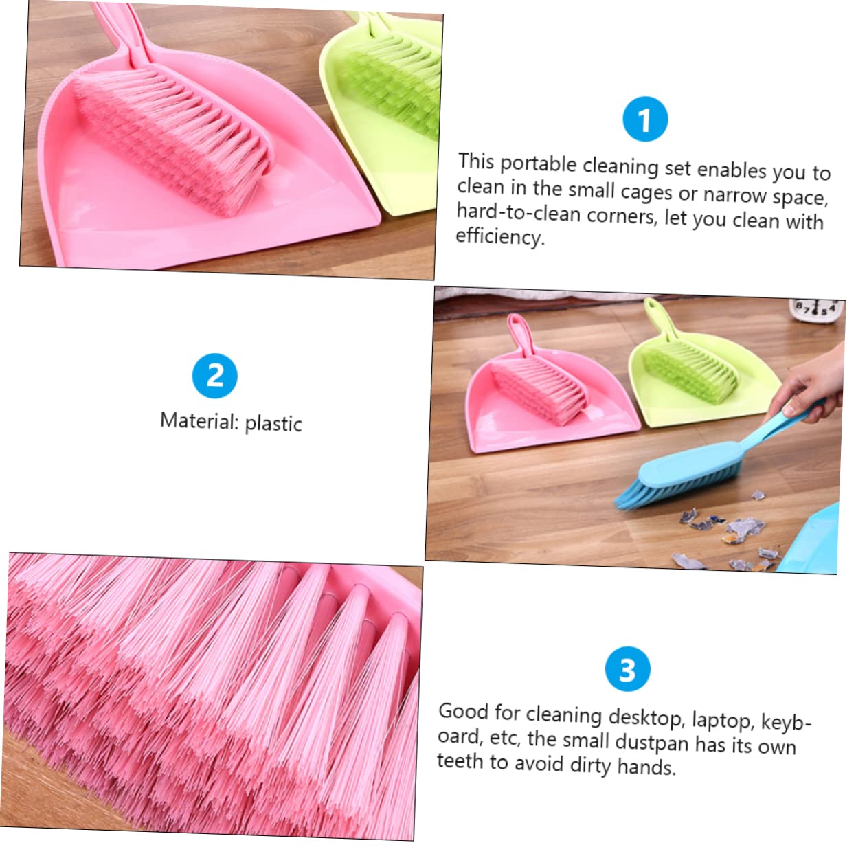 KOMBIUDA 2pcs Mini Broom Dustpan Set Keyboard Cleaning Tool Small Clean Broom Brush Tiny Broom Dustpan Mini Dust Broom Mini Desk Broom Desktop Broom Small Broom Brush Mini Brush Plastic