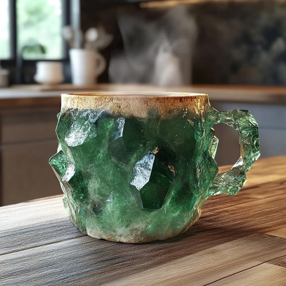 WGMM Mineral Crystal Coffee Mugs, Crystal Coffee Mugs, Mineral Crystals Cups, Colorful Crystal Mug Translucent Coffee Mug,Elegant Crystal Gift for Home Office Coffee Mugs (Blue)