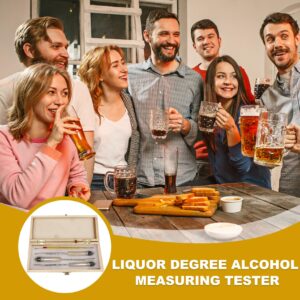 XJKLBYQ Hydrometer Alcohol Meter Kit,3Pcs Hydrometer & Glass Test Jar Set,0-100 Proof Alcohol Tester Accurate Graduated Alcohol Meter with Thermometer & Wooden Box for Wine, Beer, Cider