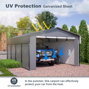 LZbeiteM 13 x 20 ft Car Ports Heavy Duty - Prefab Metal Carport with Galvanized Steel Roof with Sidewalls Enclosure Kit, Sturdy Heavy Duty Metal Carport for Cars, Boats, and Tractor