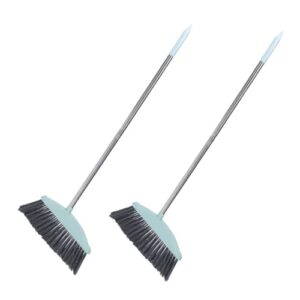 honmeet 2pcs stainless steel broom hair sweeping broom garden broom household broom stoop broom floor sweeping broom outdoor brooms standing broom garbage sweeping broom blue plastic