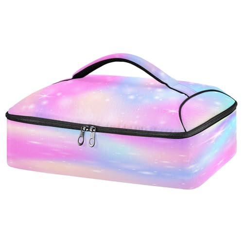 Kcldeci Insulated Thermal Food Carrier Insulated Casserole Carrier for Hot or Cold Food,Fairy Rainbow Magic Sparkles Insulated Tote Bag for Potluck Cookouts Parties Picnic,Lasagna Lugger