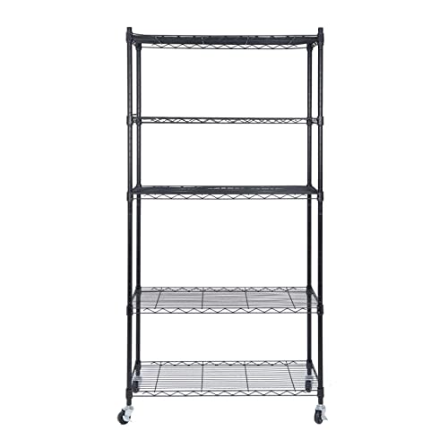 HKYH 5-Shelf Steel Wire Tier Layer Shelving Durable 30.1x14.2x63 Holder Storage Rack Generic Storagerack Closet organizers and storage Organization and storage Storage shelves Closet storage Bo