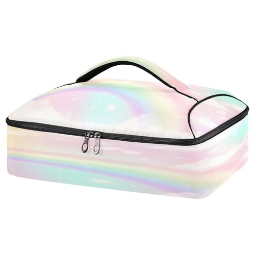 Kcldeci Insulated Thermal Food Carrier Insulated Casserole Carrier for Hot or Cold Food,Rainbow Unicorn Insulated Tote Bag for Potluck Cookouts Parties Picnic,Lasagna Lugger