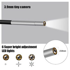 3.9MM Inspection Camera, IP67 Waterproof with 6 LEDs, Snake Flexible Cable, 4.3inch Screen, 2600mAh, Flashlight, Sturdy Case, Auto Zoom(10M/32.8FT Cable)