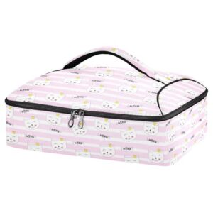 kcldeci insulated thermal food carrier insulated casserole carrier for hot or cold food,cute cat princess insulated tote bag for potluck cookouts parties picnic,lasagna lugger