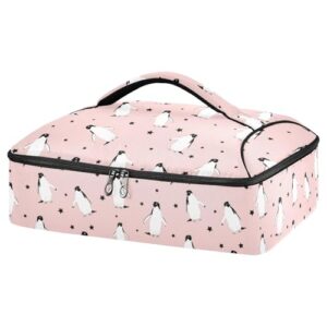 kcldeci insulated thermal food carrier insulated casserole carrier for hot or cold food,penguins and stars insulated tote bag for potluck cookouts parties picnic,lasagna lugger