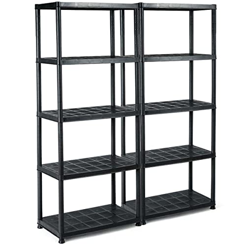 HKYH 2 PCS 5-Tier Storage Shelving Freestanding Rack Multi-Use 33.5" L X 16" W X 73" H Generic Storagerack Closet organizers and storage Organization and storage Storage shelves Closet storage Book